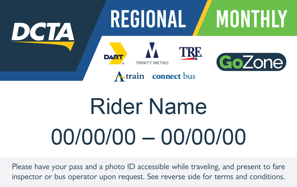 Regional Monthly Pass Reduced – DCTA Website